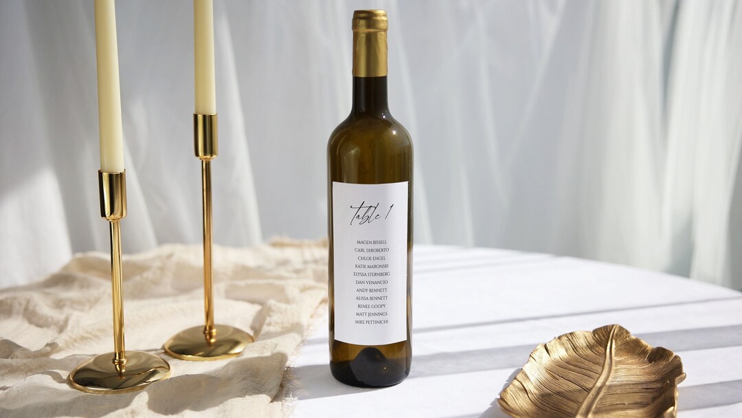 Seating Chart Wine Label | Modern Wine Label Seating Plan | Wedding ...
