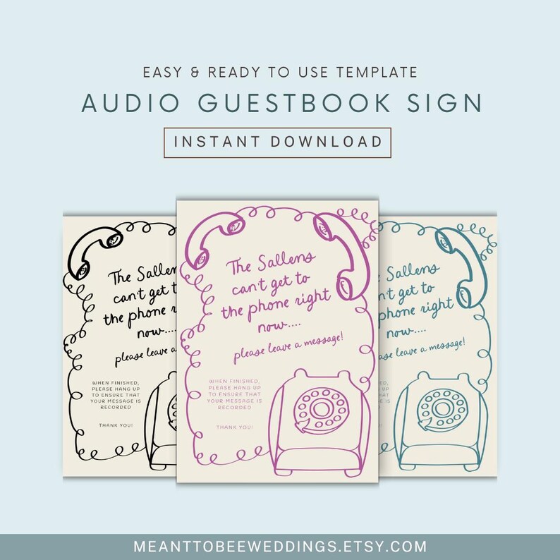 Hand Drawn Audio Guest Book Sign Template: Editable Wedding Sign ...