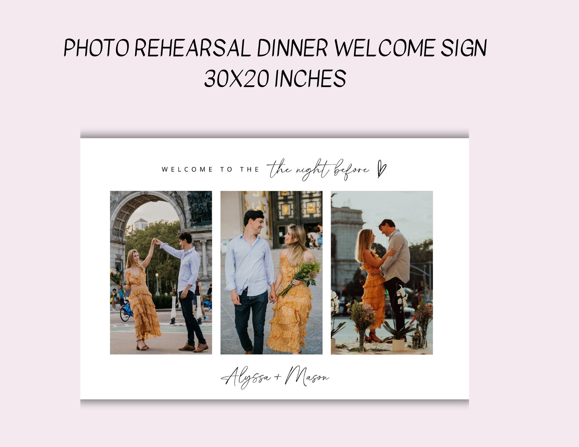 Rehearsal Dinner Welcome Sign With Photo the Night Before Printable ...
