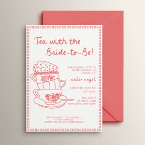 Tea Party Bridal Shower Invitation: Whimsical Hand-drawn Design - Etsy