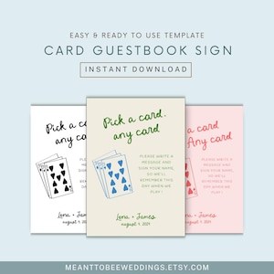 Pick a Card Wedding Guestbook Sign Template (digital Download) - Etsy