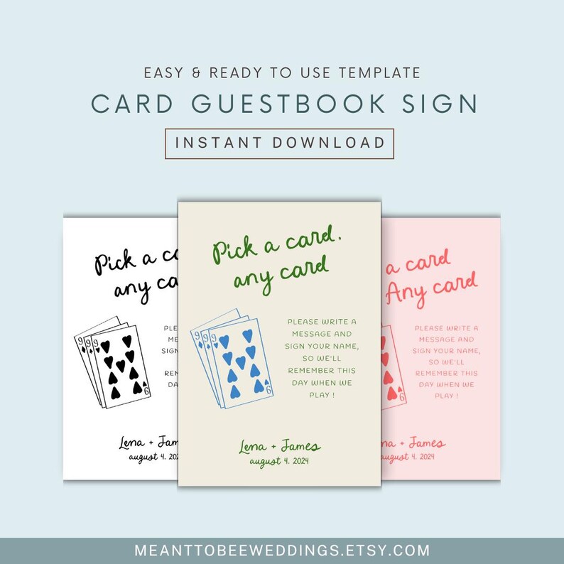 Pick a Card Wedding Guestbook Sign Template (digital Download) - Etsy