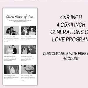 Generations of Love Program Template Loving Families - Etsy