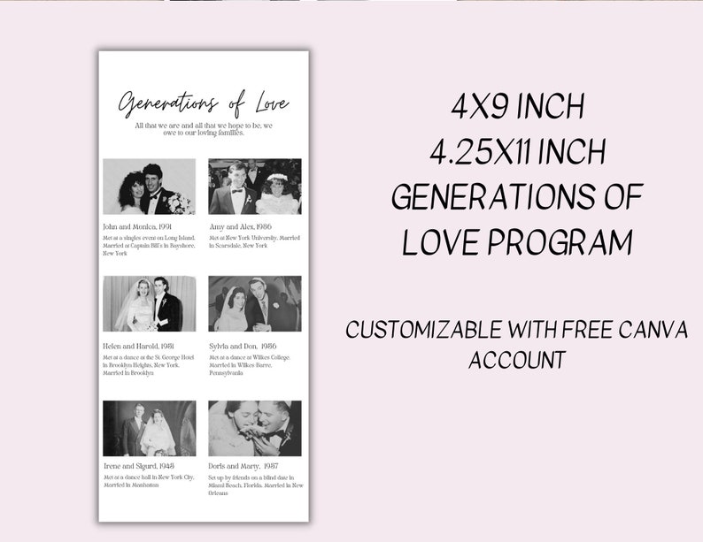 Generations of Love Program Template Loving Families - Etsy