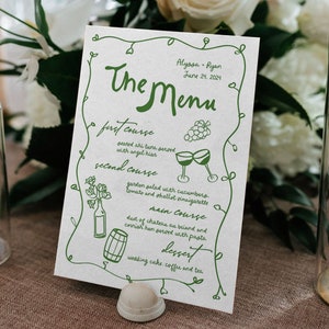 Hand Drawn Wedding Menu Template: Whimsical Scribble Design (instant ...