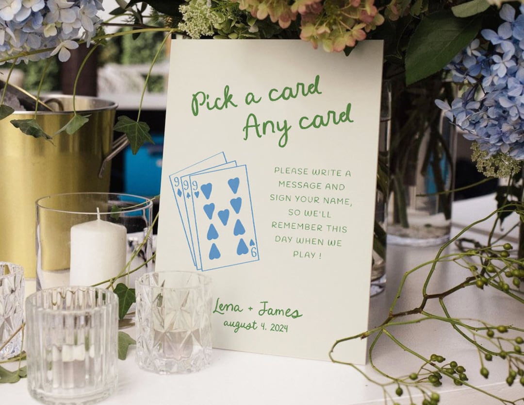 Pick a Card Sign Template, Playing Cards Guestbook Sign, Wedding ...