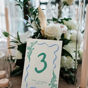 Watercolor table Numbers Template | Wavy Colorful Wedding Table Numbers ...