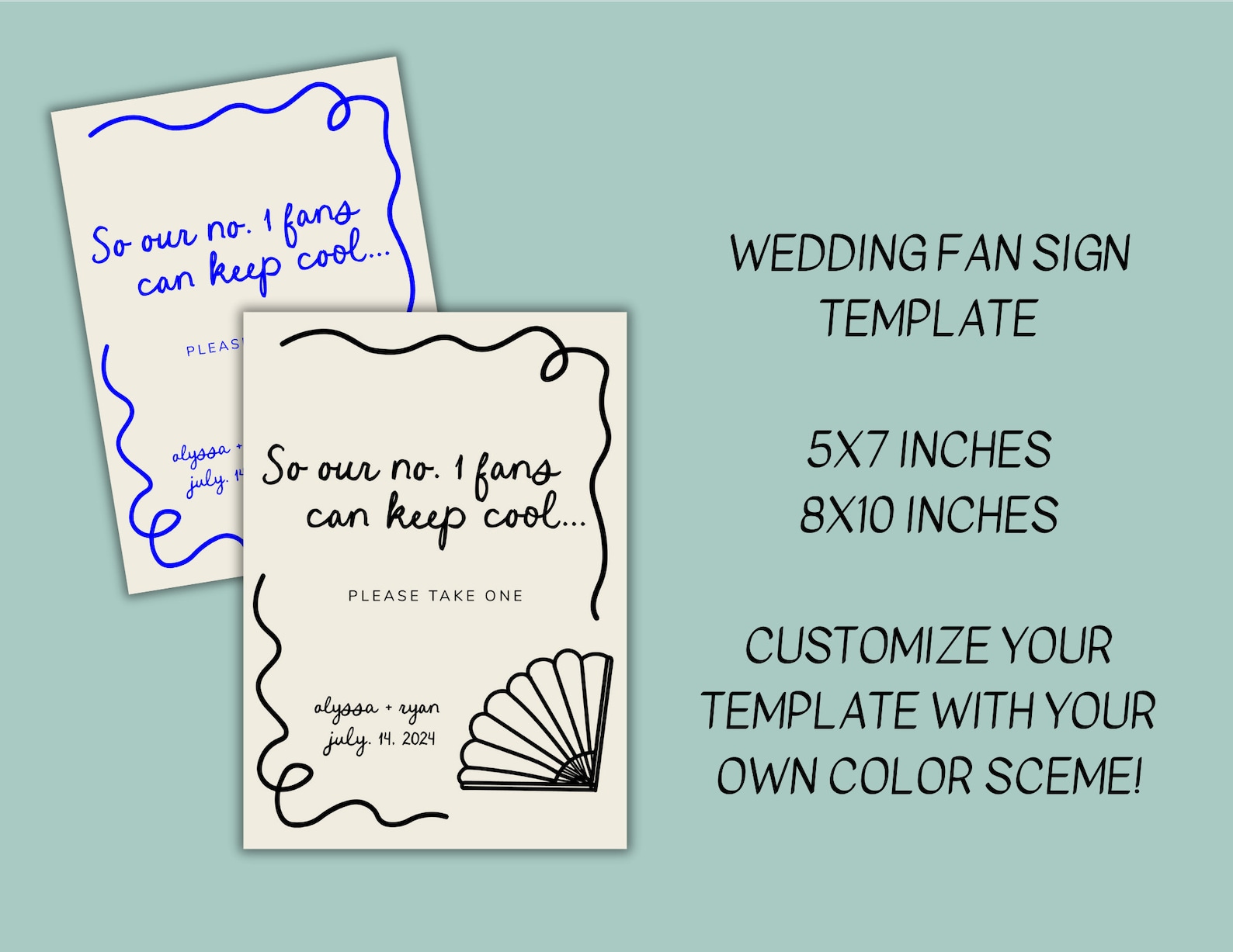 Wedding Fan Sign Template: Illustrated Printable (instant Download) - Etsy