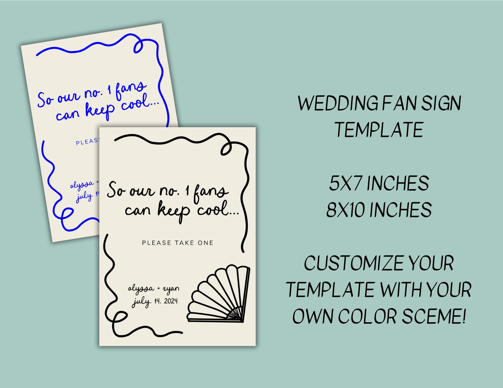Wedding Fan Sign Template: Illustrated Printable (instant Download) - Etsy