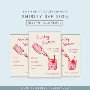 Shirley Temple Bar Sign Template, Customizable Graduation Party Bar ...