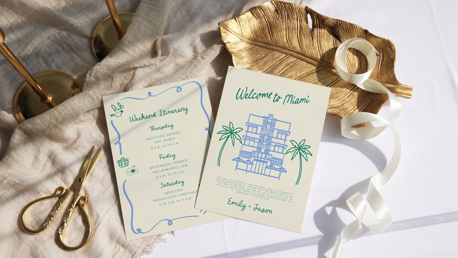 Miami Wedding Welcome Letter & Itinerary: South Beach Timeline (instant ...