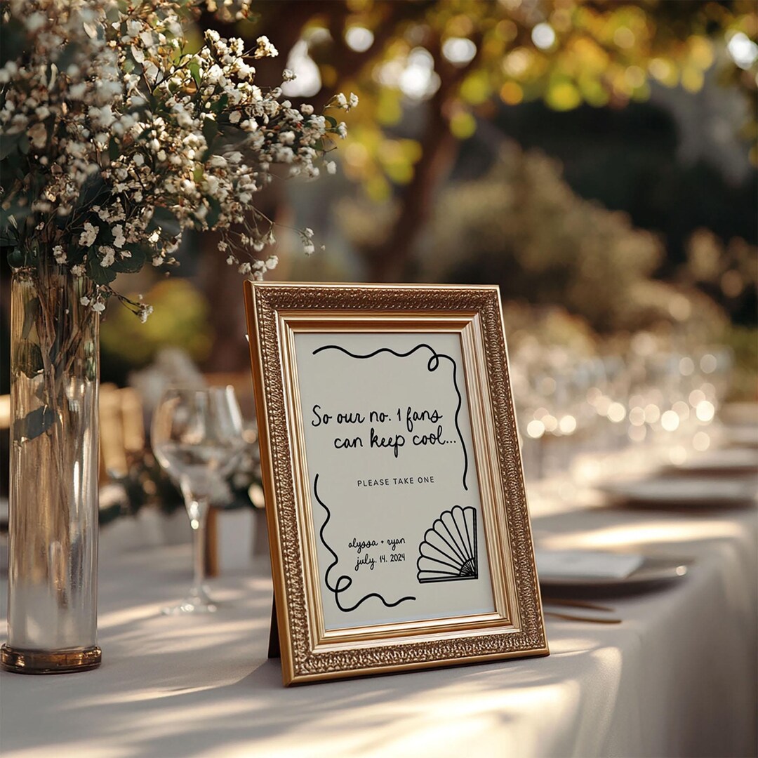 Wedding Fan Sign Template: Illustrated Printable (instant Download) - Etsy