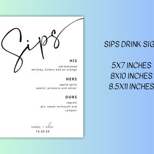 Minimalist Bar Menu Template, Wedding Drink Menu Sign Printable, Boho ...