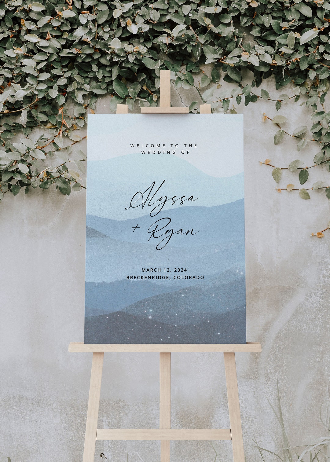 Rustic Mountain Wedding Welcome Sign: Forest Decor (instant Download ...