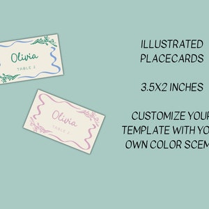 Table Name Cards | Handdrawn Illustrations | Wedding Place Card ...