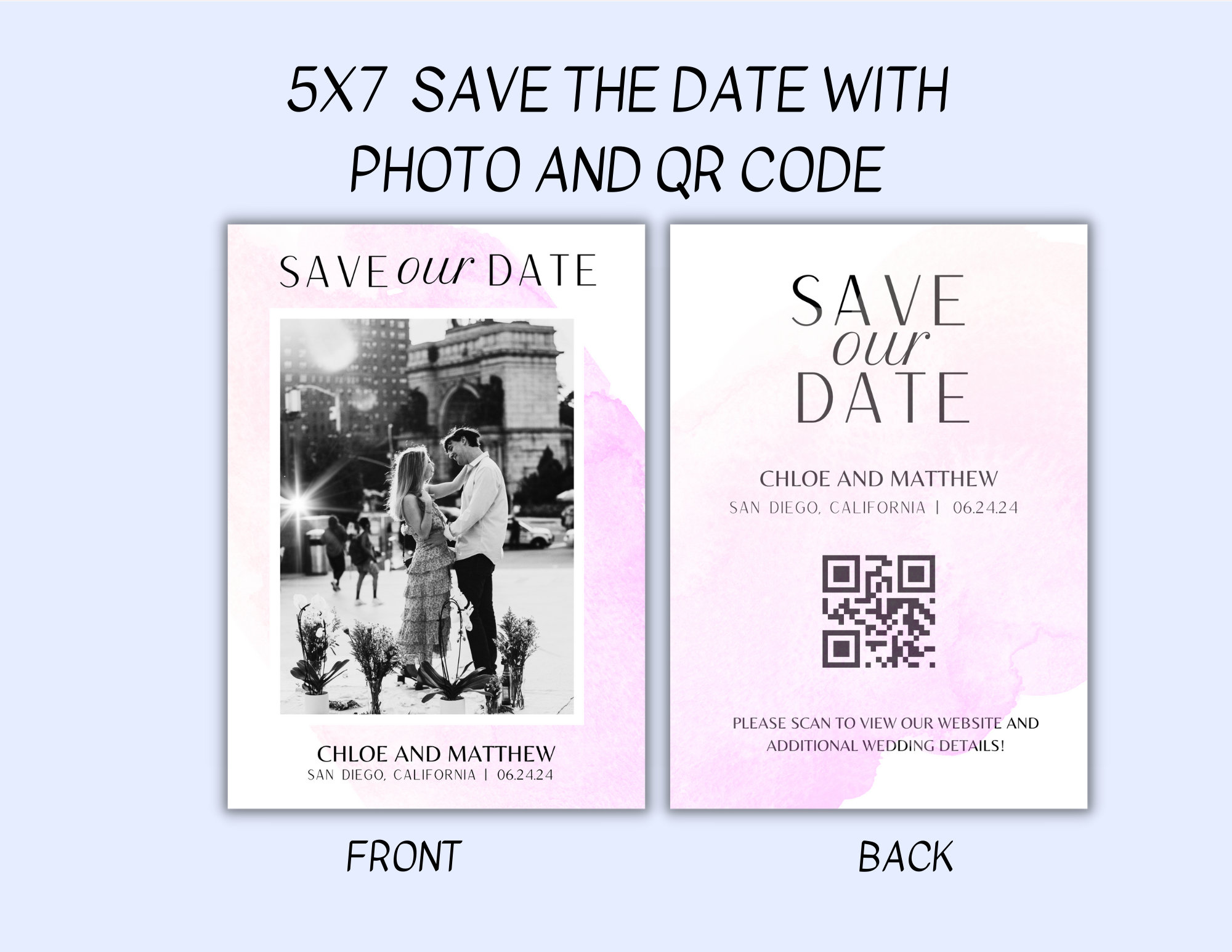 Save the Date With QR Code Wedding Details Photo Save the Date QR Code ...