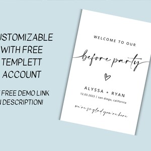 The Night Before Welcome Sign Template | Modern Wedding Welcome Party ...