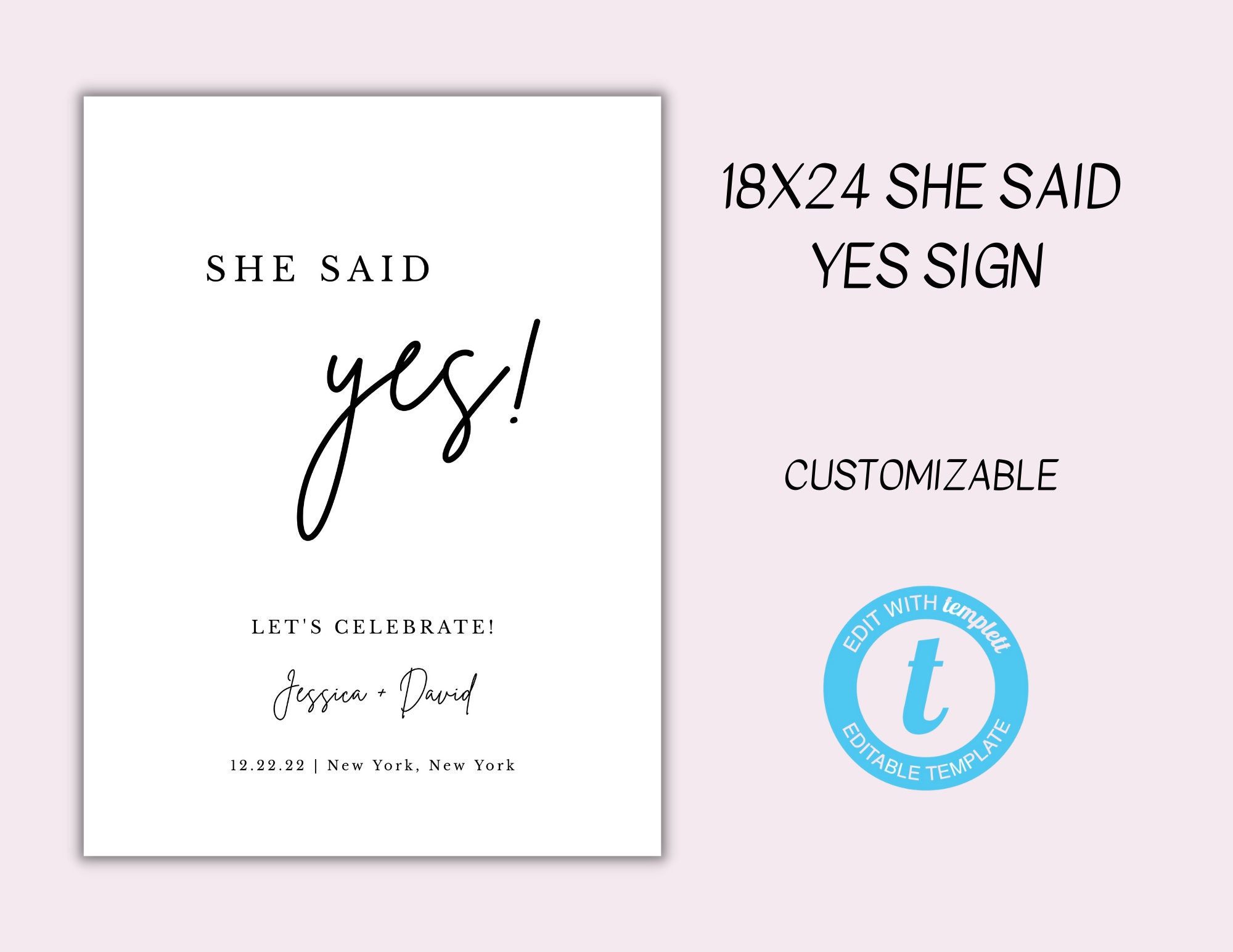 Engagement Party Sign She Said Yes Sign Printable Engagement Welcome ...