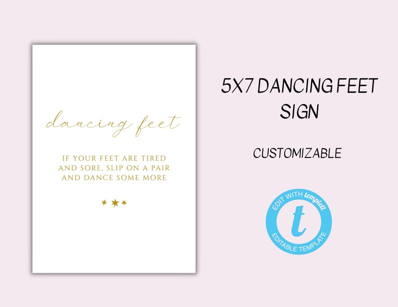 Flip Flop Wedding Sign Template Printable Flip Flop Favor Signage Gold ...
