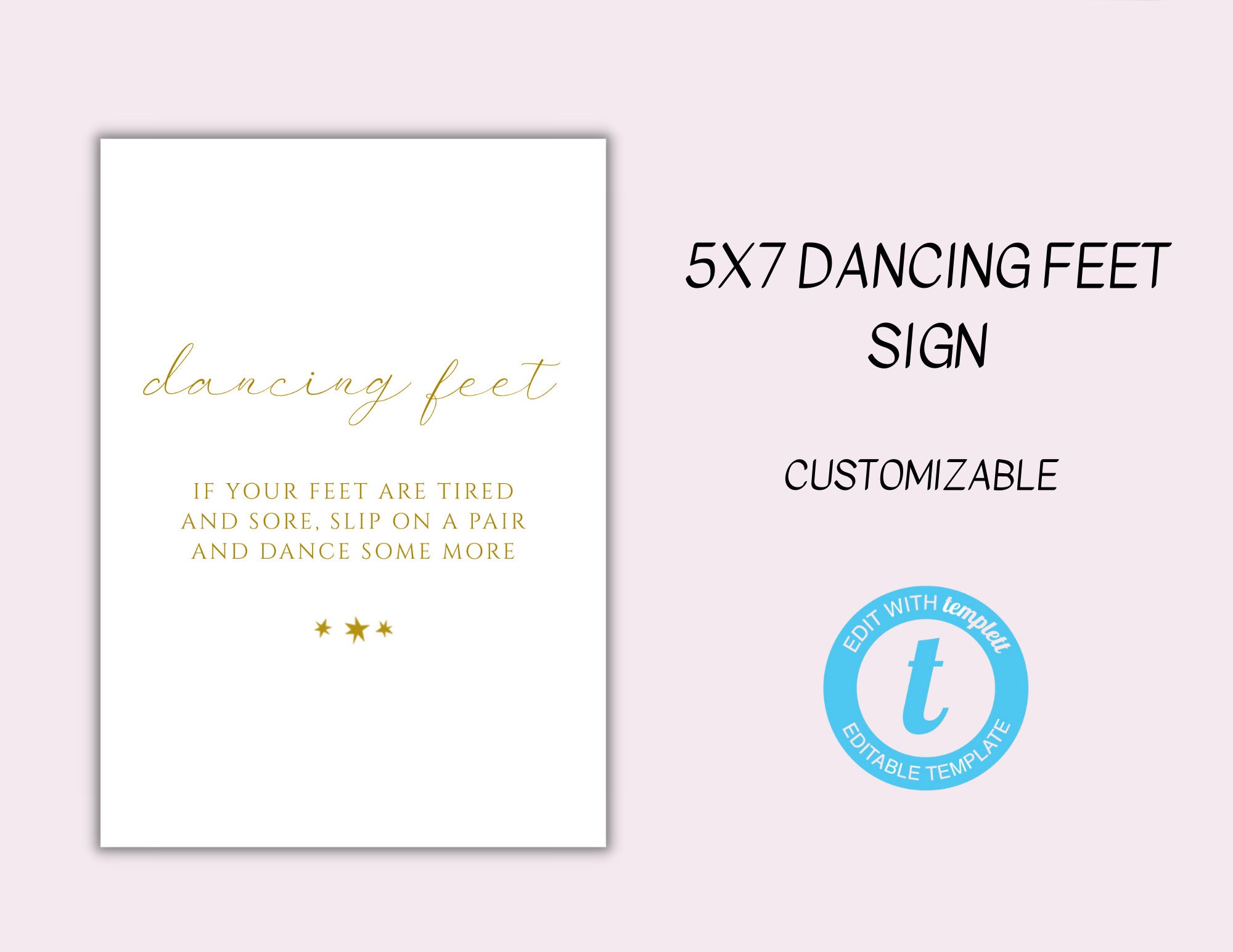 Flip Flop Wedding Sign Template Printable Flip Flop Favor Signage Gold ...