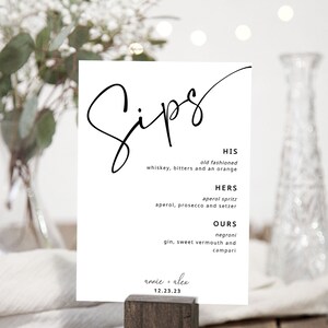 Minimalist Bar Menu Template, Wedding Drink Menu Sign Printable, Boho ...