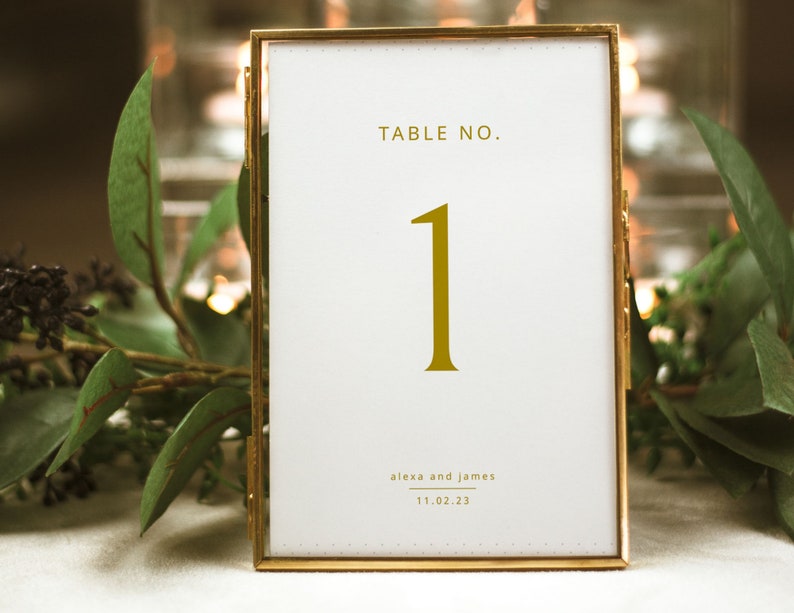 Gold Table Numbers Template Gold Wedding Sign Wedding Table Numbers ...