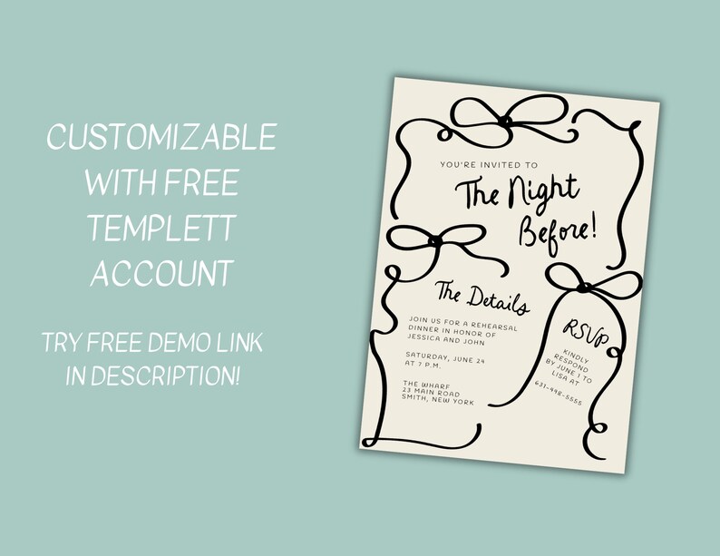 Hand Drawn Night Before Invitation Template, Whimsical Rehearsal Dinner ...