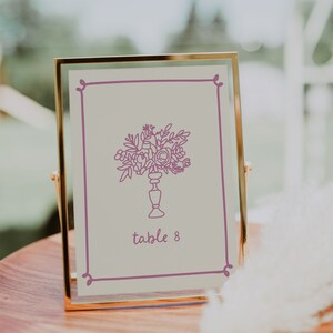 Bridal Shower Table Number Sign Template | Floral Table Numbers ...