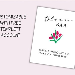 Flower Bar Sign Printable: Bridal Shower Bouquet Station (digital ...