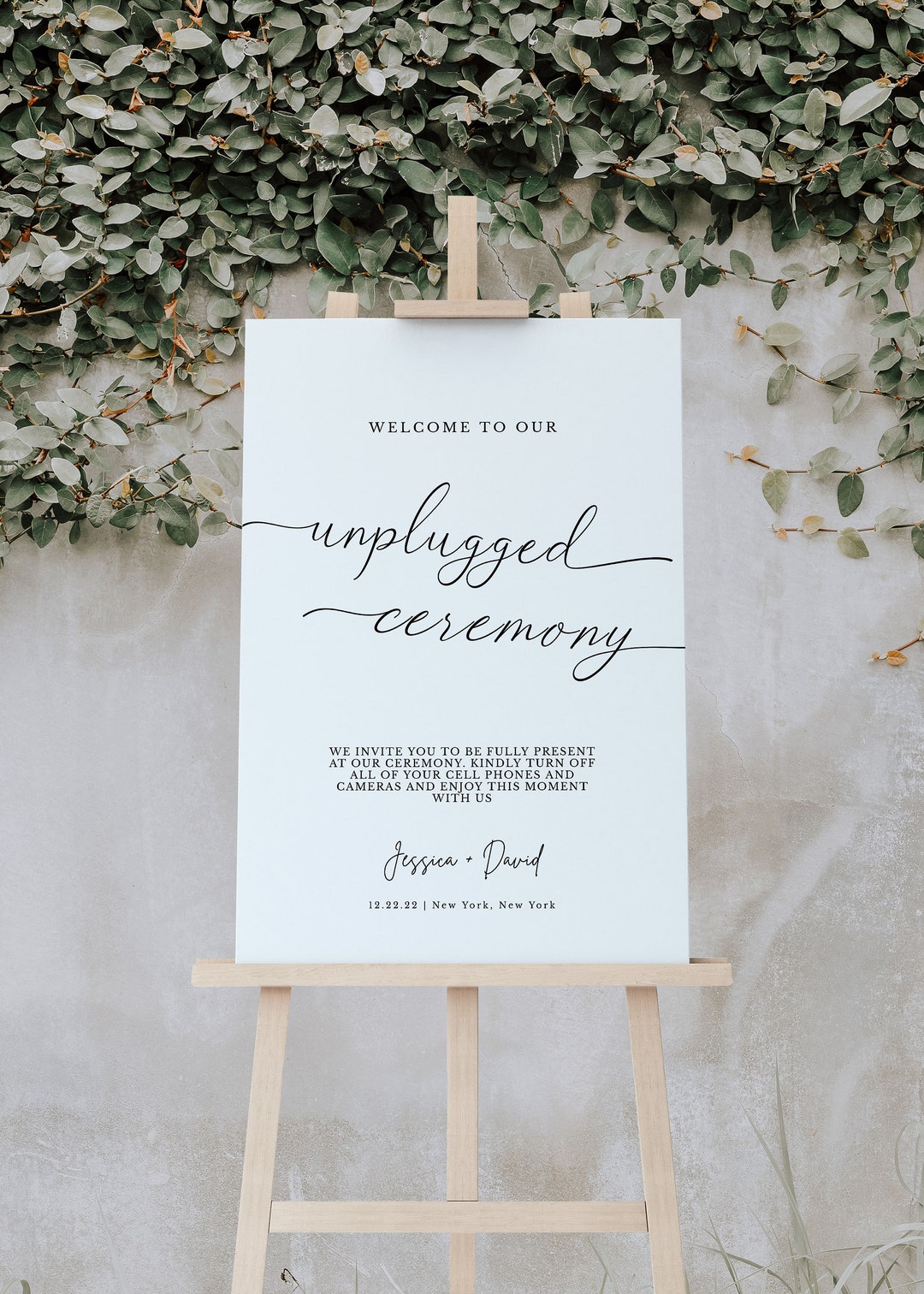 Personalized Unplugged Ceremony Sign | No Phones Sign | Printable ...