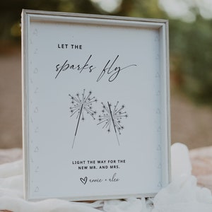 Sparklers Sign Template | Let the Sparks Fly Sign | Sparkler Send off ...