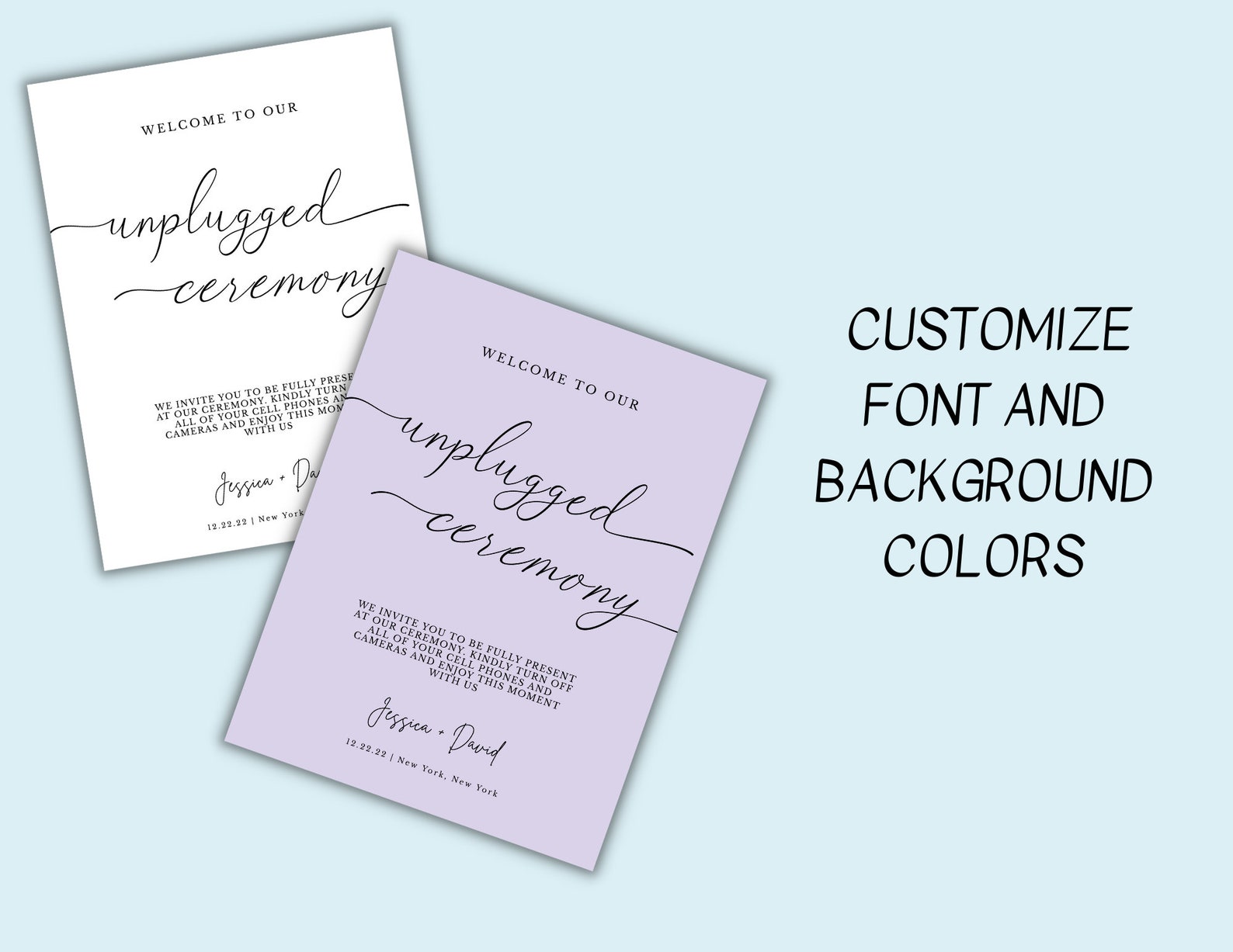 Personalized Unplugged Ceremony Sign: Modern Wedding Decor (printable ...