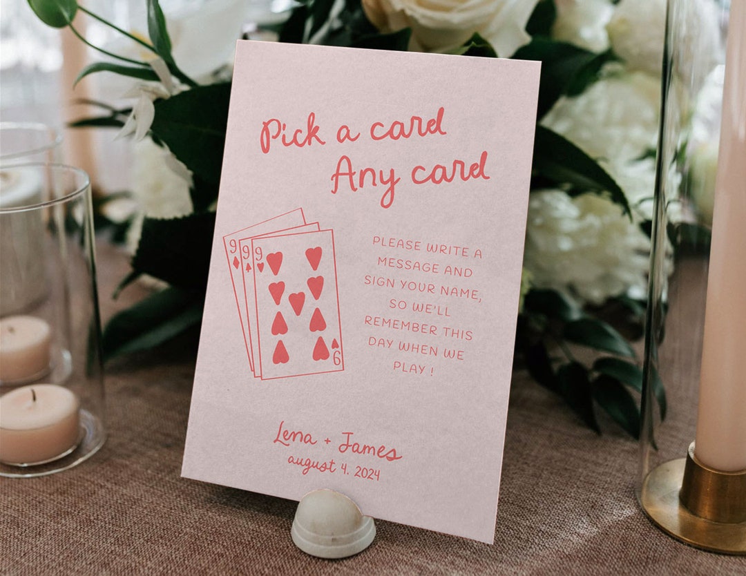 Pick a Card Sign Template, Playing Cards Guestbook Sign, Wedding Playing Cards Sign, Pick a Card ...