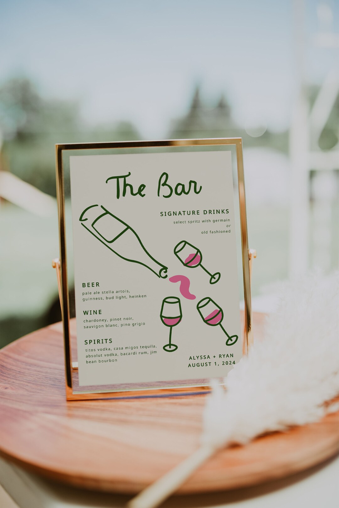 Hand-drawn Wedding Bar Menu Template: Whimsical Drinks Sign (printable ...