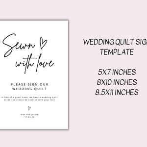 Wedding Quilt Guestbook Sign Template: Modern Calligraphy (instant ...