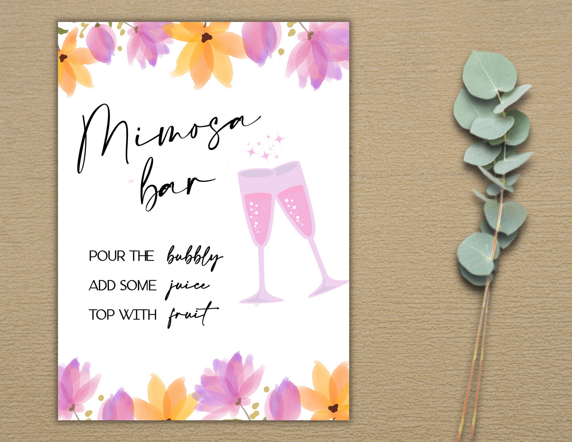Bridal Shower Mimosa Bar Sign Mimosa Sign Instant Download Printable ...