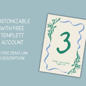 Watercolor table Numbers Template | Wavy Colorful Wedding Table Numbers ...