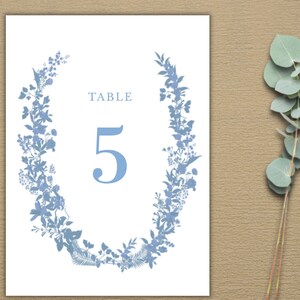 Dusty Blue Wedding Table Numbers Template, Bridal Shower Table Numbers ...
