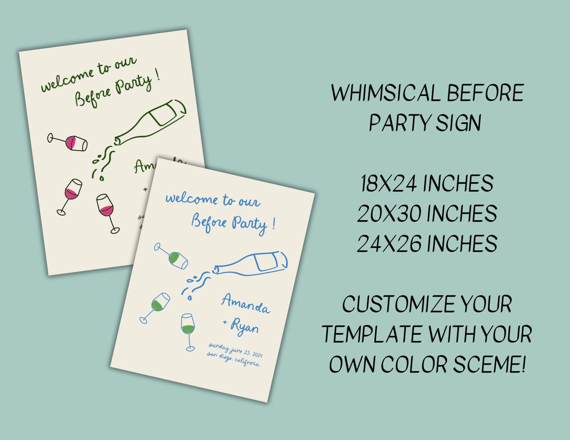 Whimsical Rehearsal Dinner Welcome Sign Template (digital Download) - Etsy