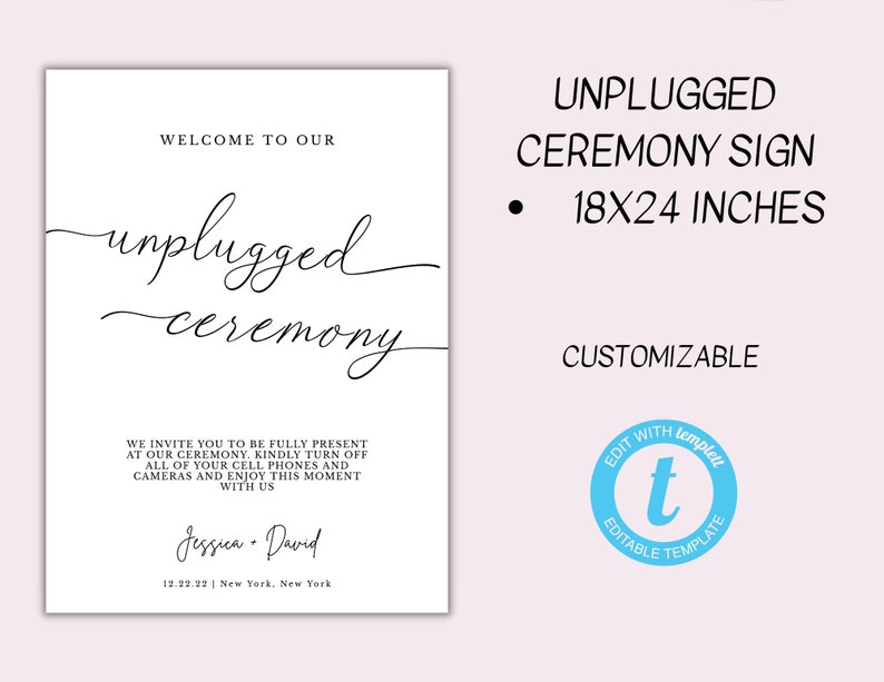 Personalized Unplugged Ceremony Sign No Phones Sign - Etsy