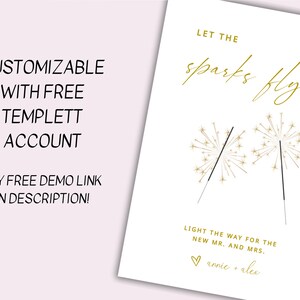 Gold Sparklers Sign Template Let the Sparks Fly Sign Sparkler Send off ...