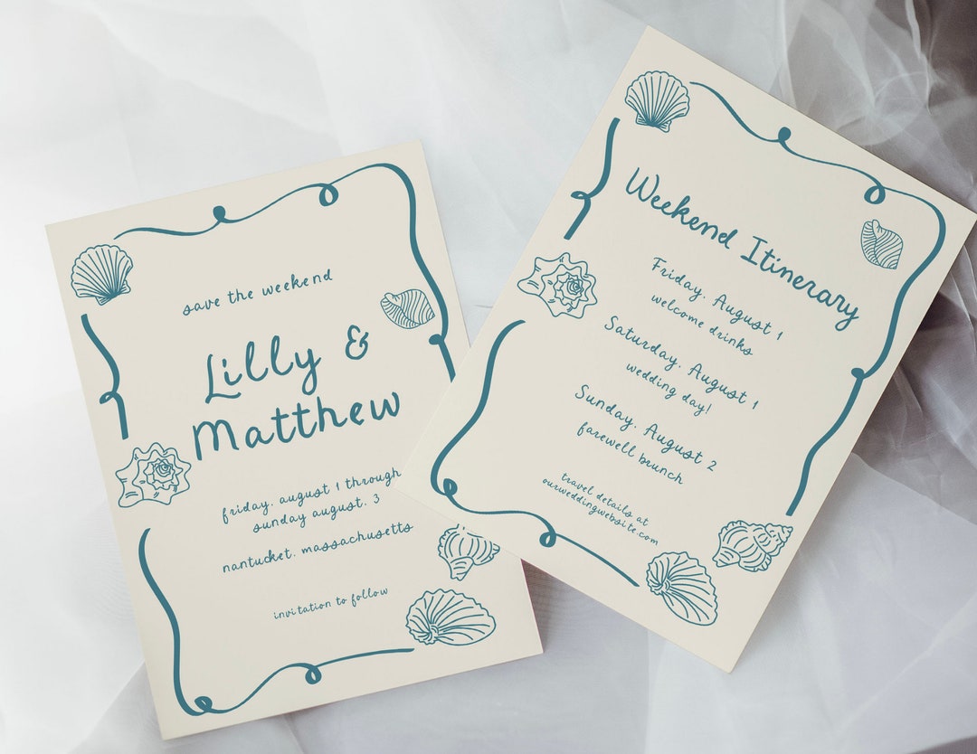 Save the Date Beach Theme Template | Beach Wedding Save the Weekend ...