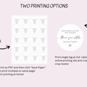 Wedding Toss Tag Template Wedding Petal Tag Confetti Toss Tag Petal ...