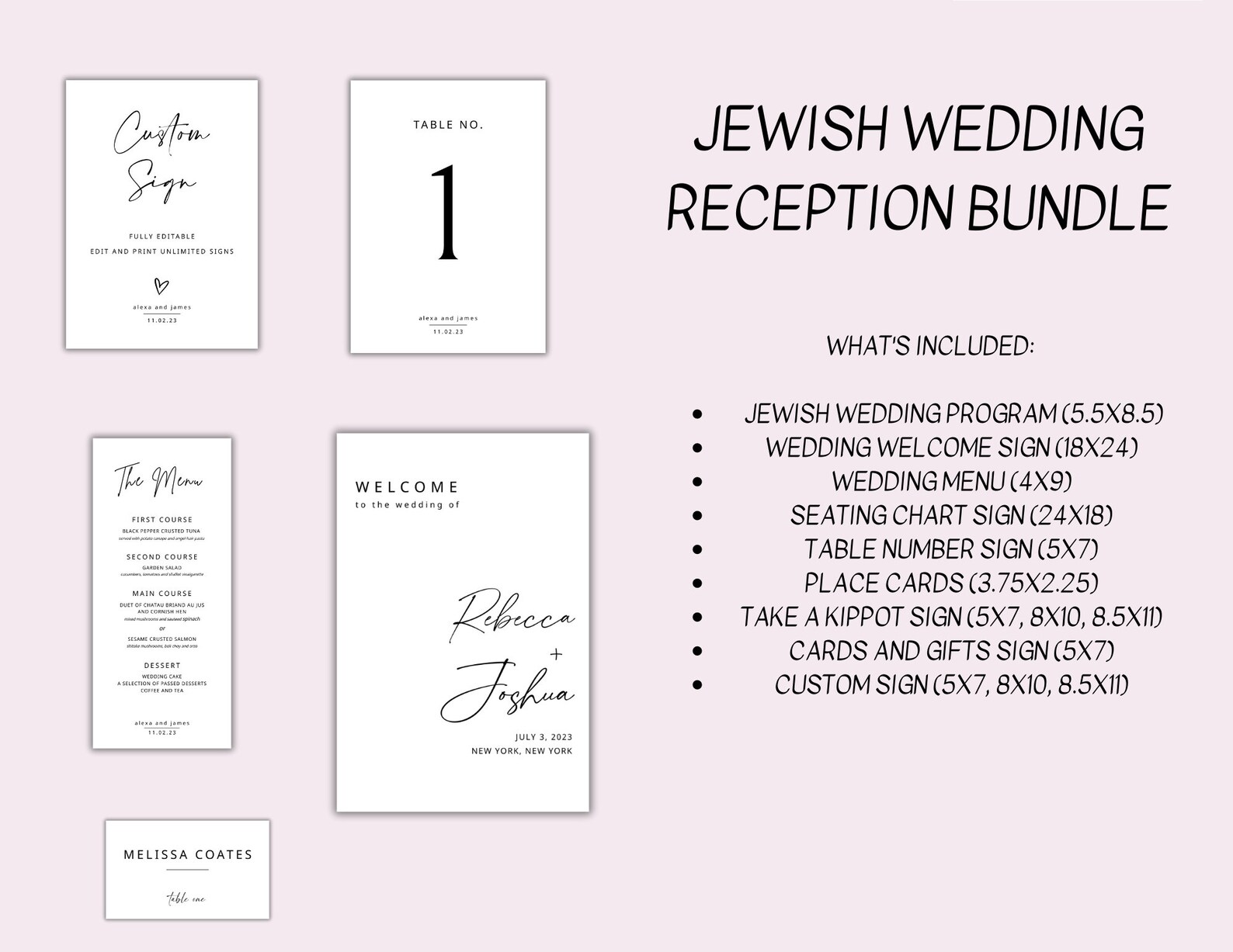 Jewish Wedding Reception Bundle Template, Jewish Wedding the Day of ...