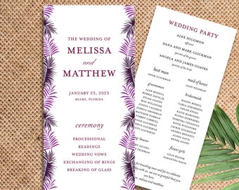 Wedding Program Palm Tree - Etsy