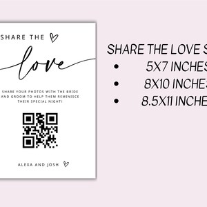Share the Love QR Code Sign Template | Wedding Photo Signs | Scannable ...