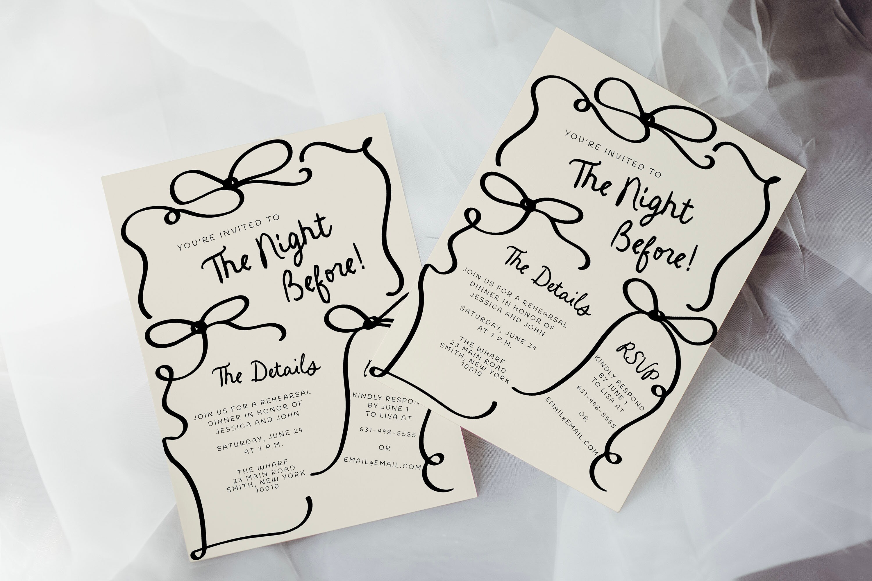 Hand Drawn Night Before Invitation Template, Whimsical Rehearsal Dinner ...
