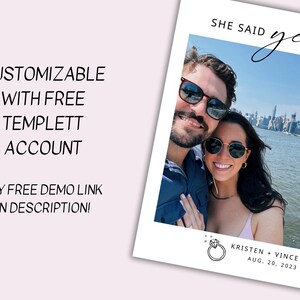 She Said Yes Sign | Engagement Sign Template | She Said Yes Engaged ...