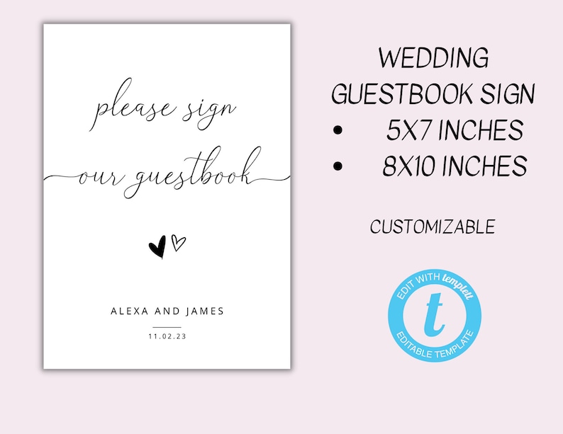 Please Sign Our Guestbook Sign Template Wedding Guestbook - Etsy
