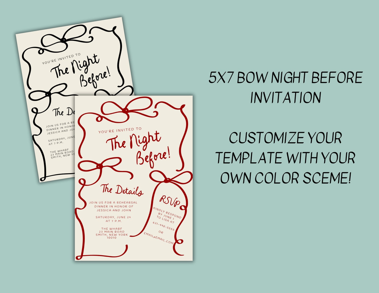 Hand Drawn Night Before Invitation Template, Whimsical Rehearsal Dinner ...